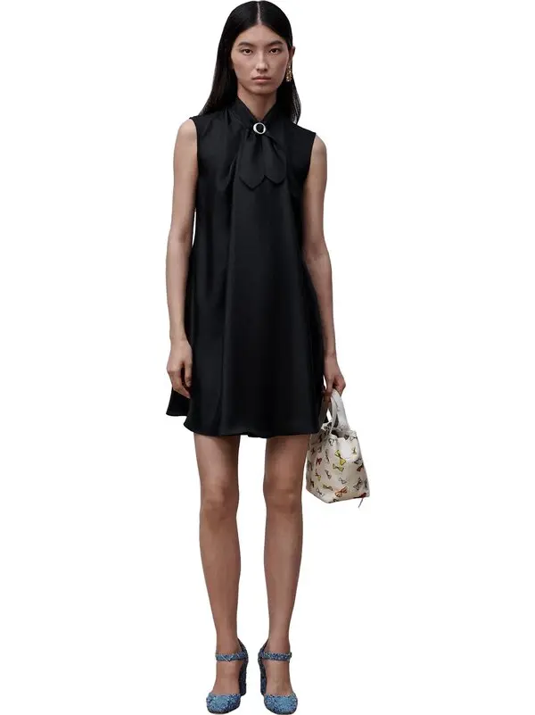 Dior Dioriviera Short Flared Dress Black Silk Twill | Us - []